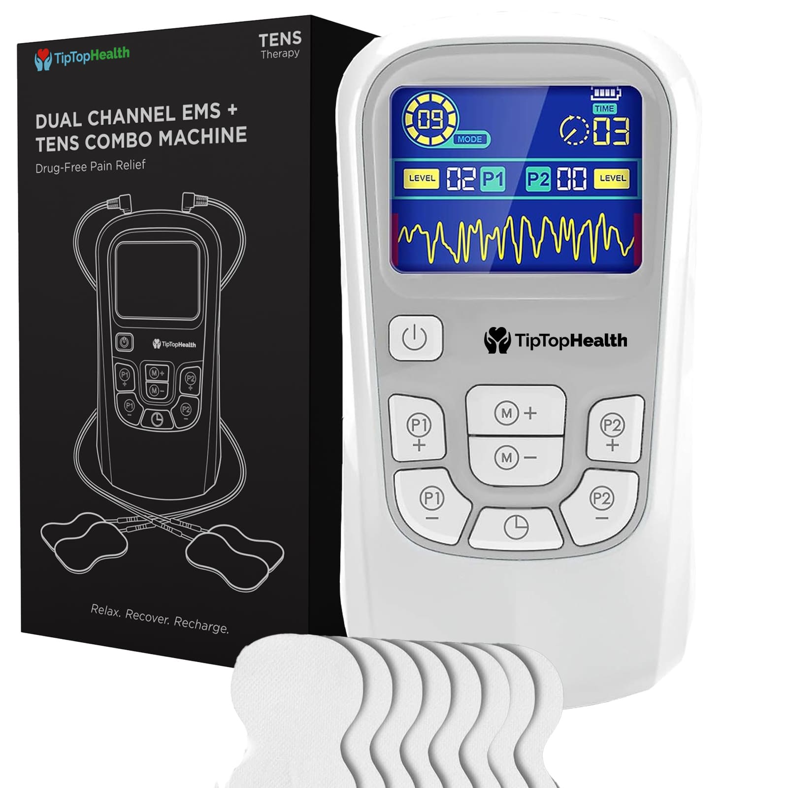 TENS EMS Machine, Electric Muscle, Joint Pain Relief Massager – TipTop ...